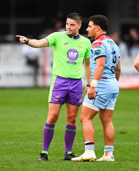 Chris Busby Referee Speaks Sione Tuipulotu Editorial Stock Photo ...