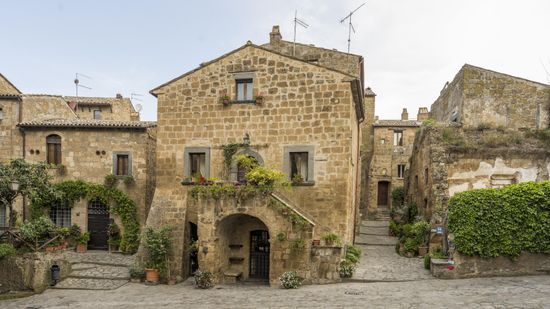 Old Tufa Buildings Decorated Flowers Hilltop Editorial Stock Photo ...