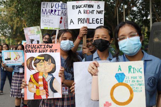 Students Different Schools Hold Placards During Editorial Stock Photo ...