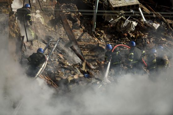 Ukrainian Rescuers Work Clean Rubble On Editorial Stock Photo - Stock ...