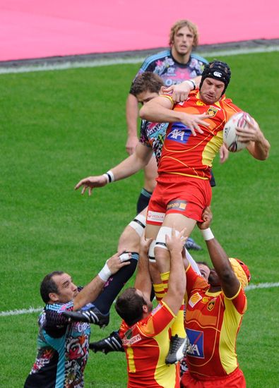 Perpignans Gerrie Britz Gets Ball During Editorial Stock Photo - Stock ...
