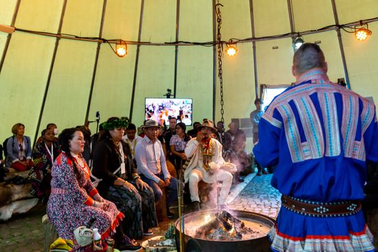 Participants Visit Indigenous People Tent Sit Editorial Stock Photo ...