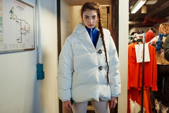 Model Wears White Puffer Jacket Backstage Editorial Stock Photo - Stock ...