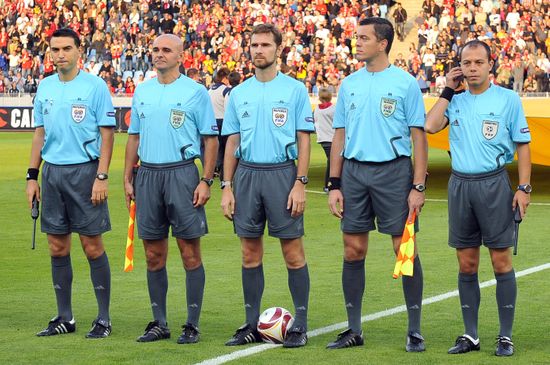 Five Referee Pose Before Uefa Europa Editorial Stock Photo - Stock ...