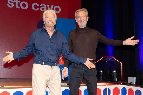 Richard Branson Tom Mockridge During Presentation Editorial Stock Photo ...