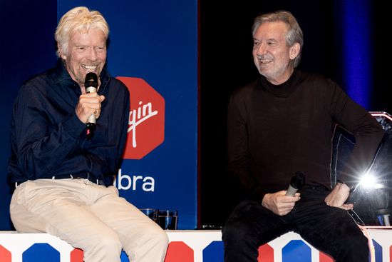 Richard Branson Tom Mockridge During Presentation Editorial Stock Photo ...
