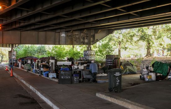 View Homeless Encampment Under Overpass 3rd Editorial Stock Photo ...