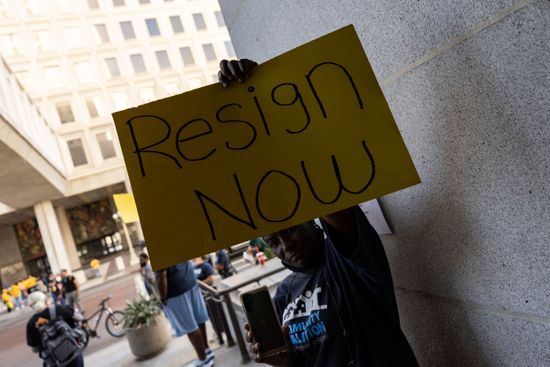 Protester Holds Sign Reading Resign Now Editorial Stock Photo - Stock ...