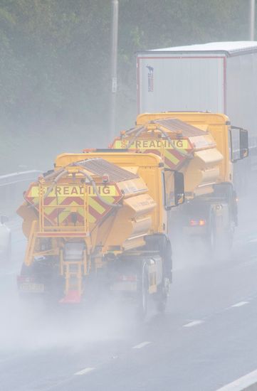 Salt Spreading Vehicles On M20 Motorway Editorial Stock Photo - Stock ...