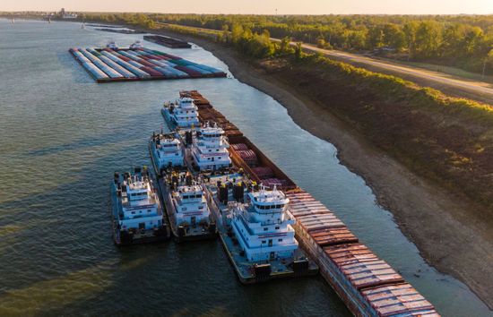 Aerial Photo Made Drone Shows Barges Editorial Stock Photo - Stock ...