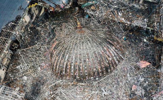 Photo Taken Drone Shows Collapsed Dome Editorial Stock Photo - Stock ...