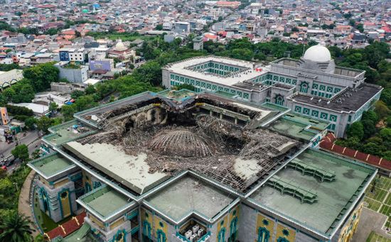 Photo Taken Drone Shows Collapsed Dome Editorial Stock Photo - Stock ...
