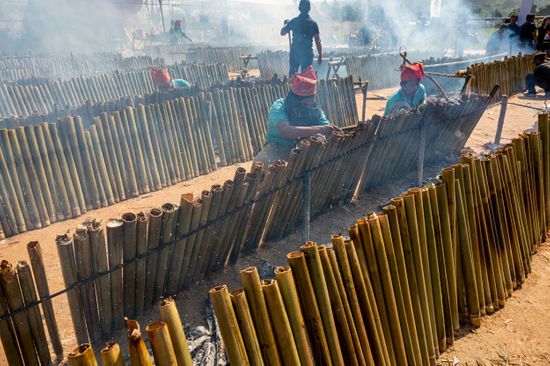 Residents Burned Inuyu Local Bamboo Rice Editorial Stock Photo - Stock ...