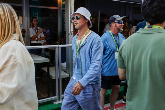 Actor Brad Pitt Walks Through Paddock Editorial Stock Photo - Stock ...
