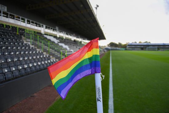 Pride Flag On Corner Post Rainbow Editorial Stock Photo - Stock Image ...