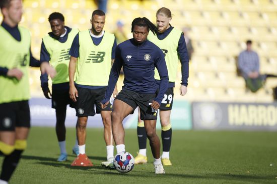 Harrogate Midfielder Sam Folarin 12 Warming Editorial Stock Photo ...