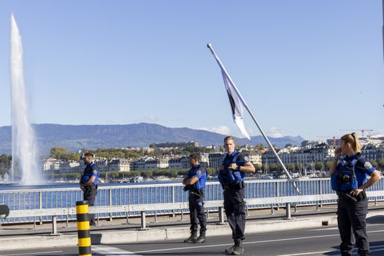 Swiss Police Officers Control Area Where Editorial Stock Photo - Stock ...