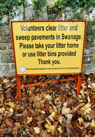 Litter Picking Signs By Fallen Autumnal Editorial Stock Photo - Stock ...