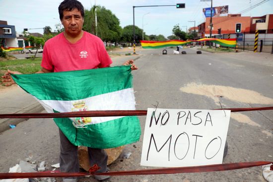 Man Stands Roadblock Set On Street Editorial Stock Photo - Stock Image ...
