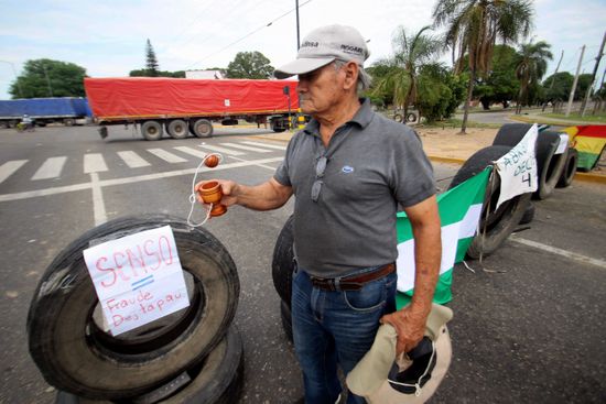 Man Stands Roadblock Set On Street Editorial Stock Photo - Stock Image ...