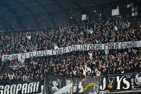 Fans Universitatea Cluj Showing Banner During Editorial Stock Photo ...