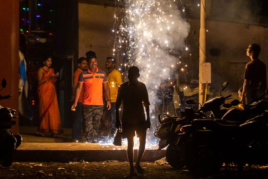 People Burn Fire Crackers During Diwali Editorial Stock Photo - Stock ...