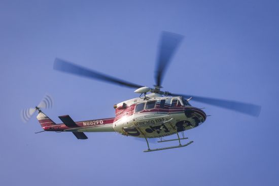 Chicago Fire Department Helicopter Seen Flying Editorial Stock Photo ...