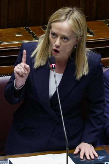 Italian Prime Minister Giorgia Meloni Gestures Editorial Stock Photo ...