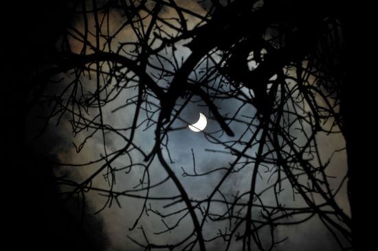 Partial Solar Eclipse Over Poland Dramatic Editorial Stock Photo ...