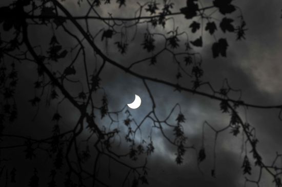 Partial Solar Eclipse Over Poland Dramatic Editorial Stock Photo ...
