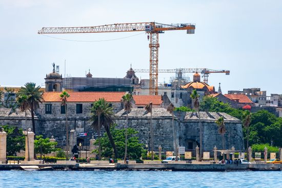 Construction Cranes Amid Colonial Buildings Old Editorial Stock Photo ...