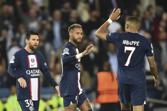 Psgs Jubilation Neymar Jr Leo Messi Editorial Stock Photo - Stock Image ...