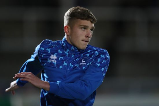 Hartlepool Uniteds Louis Stephenson Warms During Editorial Stock Photo ...
