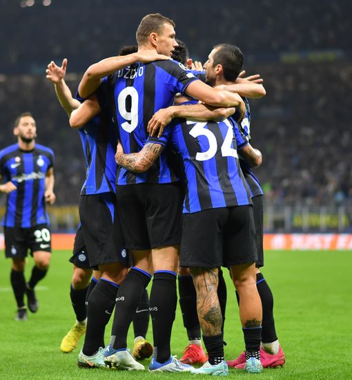 Fc Inters Players Celebrate Scoring During Editorial Stock Photo ...