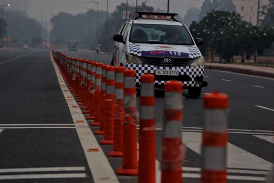 Delhi Police Vehicle Moves Near India Editorial Stock Photo - Stock ...