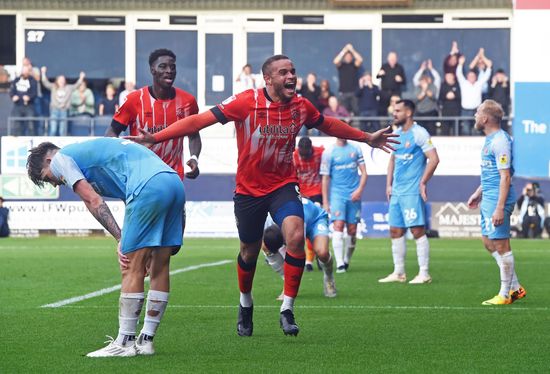Carlton Morris Luton Town Celebrates Scoring Editorial Stock Photo ...