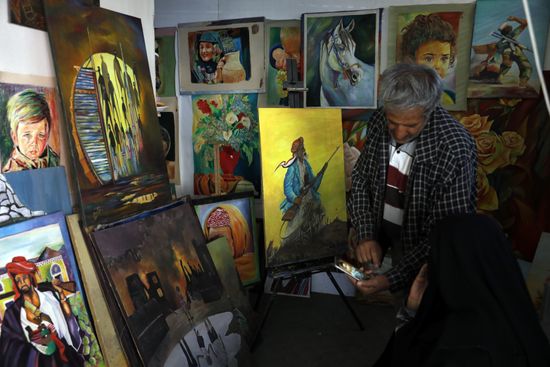 Yemeni Artist Displays Artwork Sale Storehouse Editorial Stock Photo ...