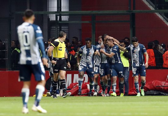 Pachuca Players Celebrate After Scoring Against Editorial Stock Photo ...