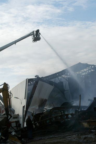 Firefighters Work Ruins Chinese Textiles Warehouse Editorial Stock ...