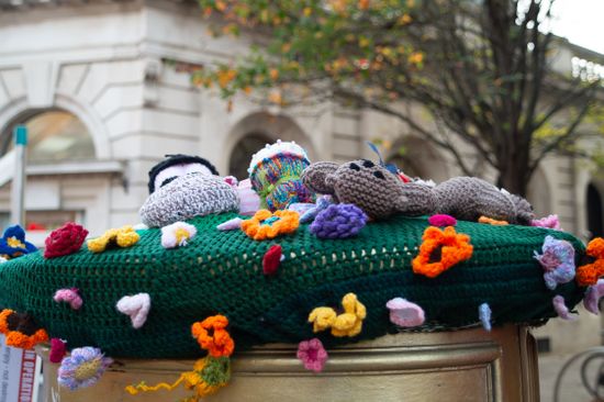 Cheery Autumnal Knitted Crochet Post Box Editorial Stock Photo - Stock ...