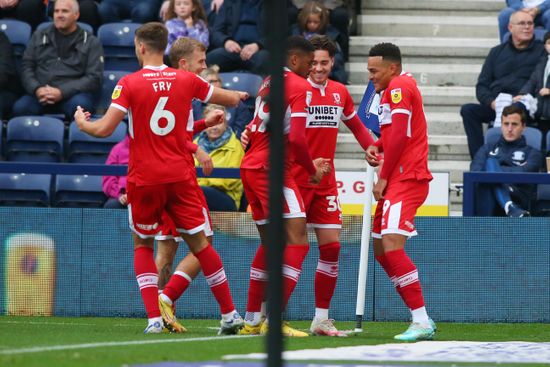 Boro Players Celebrate Chuba Akpom On Editorial Stock Photo - Stock ...