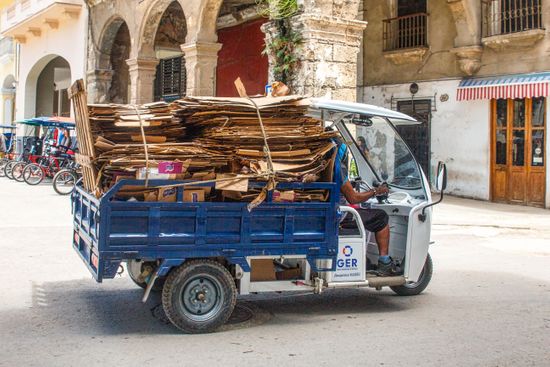 Electric Tricycle Transports Cardboard Boxes Recycling Editorial Stock ...