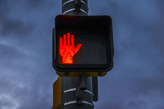 Raised Hand Stop Walking Red Light Editorial Stock Photo - Stock Image ...