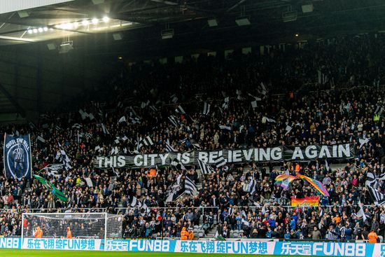 Newcastle United Fans Banner City Believing Editorial Stock Photo ...