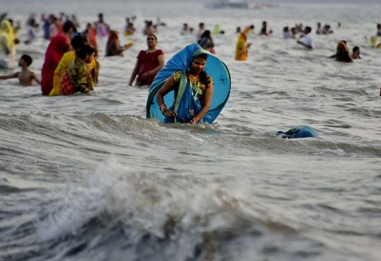 Hindu Devotee Stands Arabian Sea She Editorial Stock Photo - Stock ...