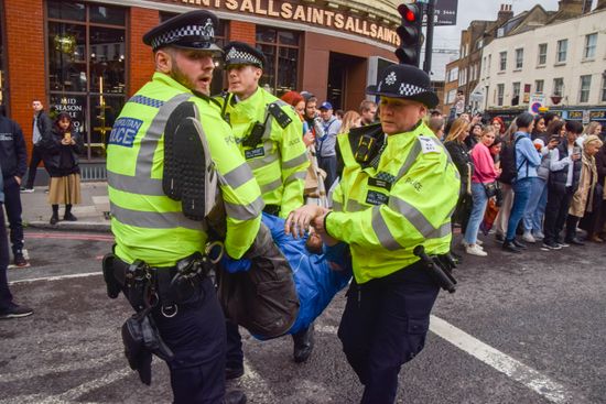 Police Officers Arrest Protester During Demonstration Editorial Stock ...