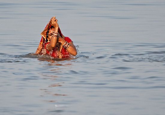 Hindu Devotee Dips Into Arabian Sea Editorial Stock Photo - Stock Image ...