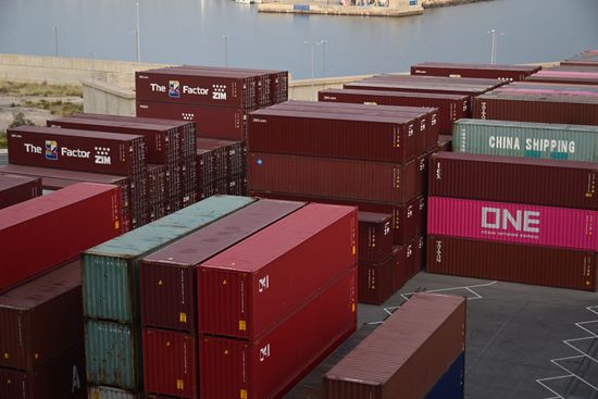 Containerized Goods On Docks Port Valencia Editorial Stock Photo ...