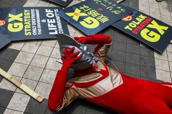Environmental Activist Costume Depicting Japanese Superhero Editorial ...