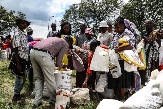 People Queue Receive Relief Food Supplied Editorial Stock Photo - Stock ...